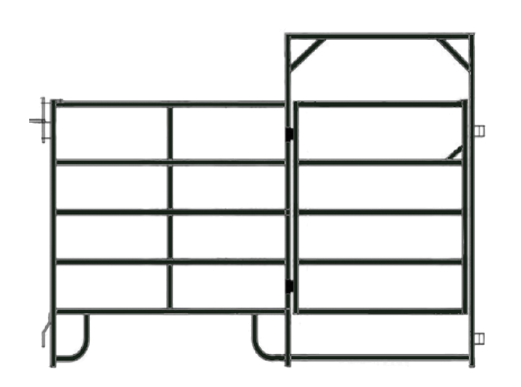 Light Duty - Flat Iron Corral Panel w/ Gate - 5-Rail - ProLink Supply